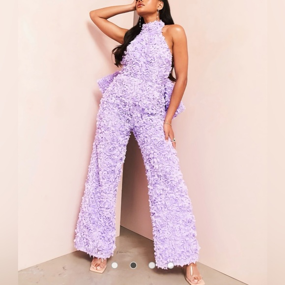 ASOS | Pants & Jumpsuits | Asos Luxe 3d Floral Open Back Jumpsuit With ...